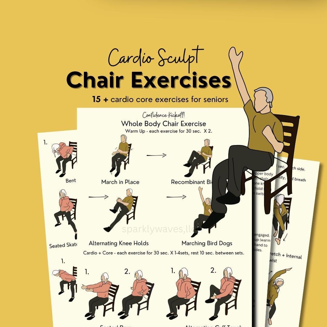 Seated Cardio Chair Exercise, Chair Workout for Belly Fat, Exercise for ...