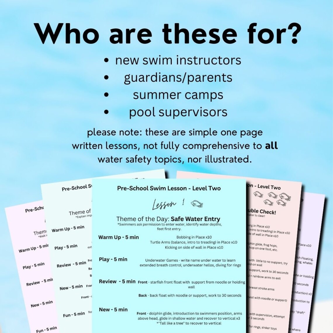 Printable Swim Lessons for Children, Learn to Swim, Swim Lesson for ...