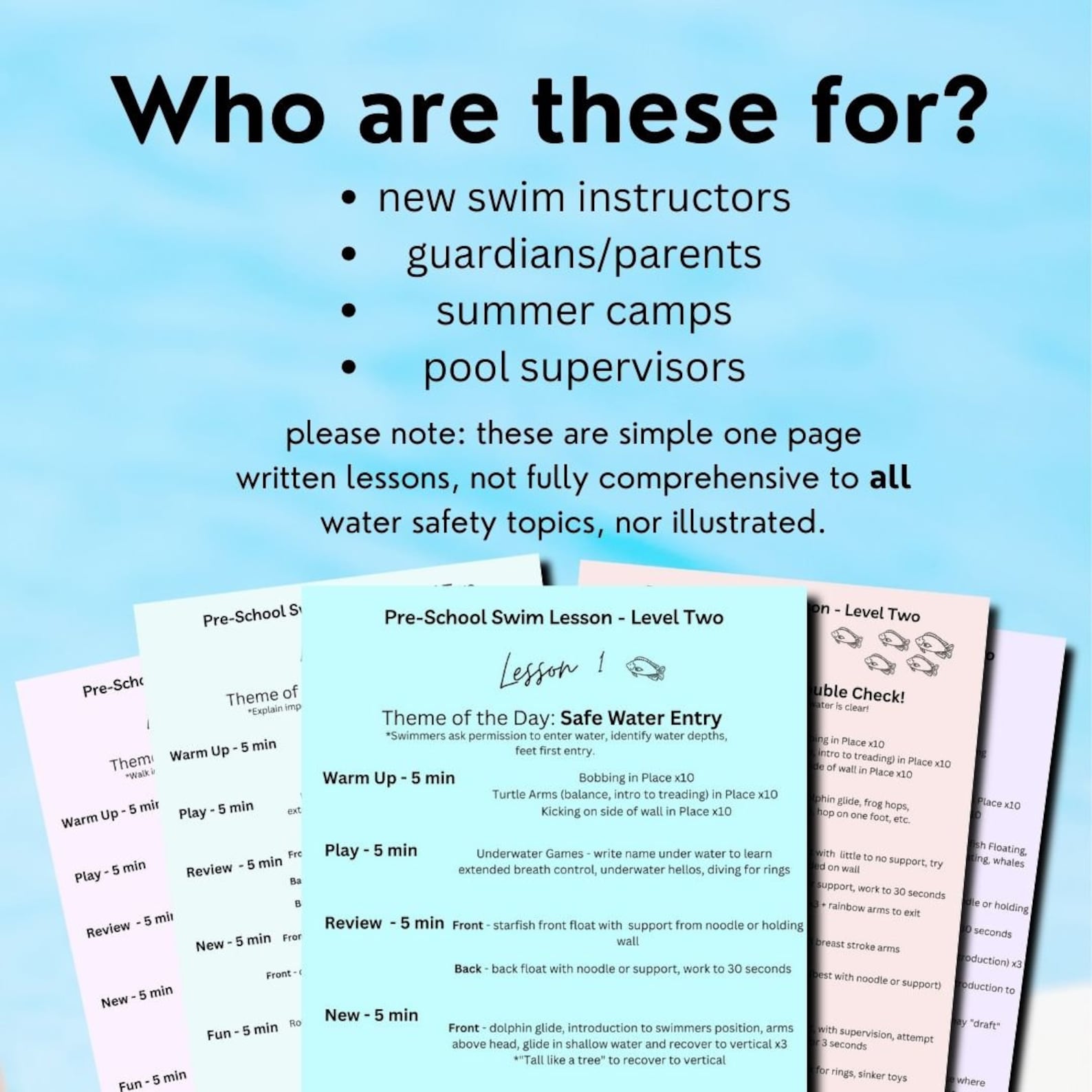 Printable Swim Lessons for Children, Learn to Swim, Swim Lesson for ...