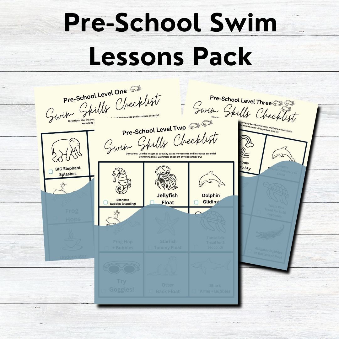 Swim Lesson Printables, Pre-school Swim Lesson Pack, Digital Prints ...