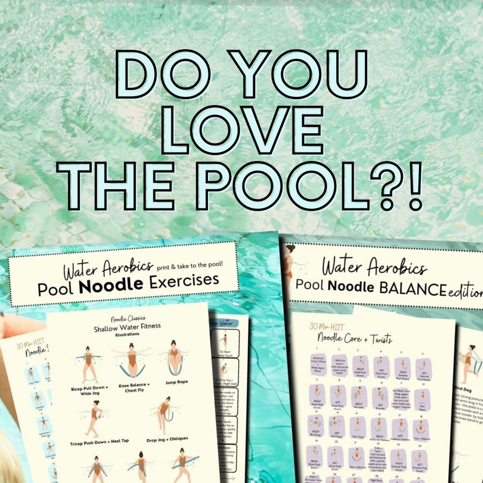 Shallow Water Fitness Exercises, Pool Noodle Exercise for Abs, Water ...