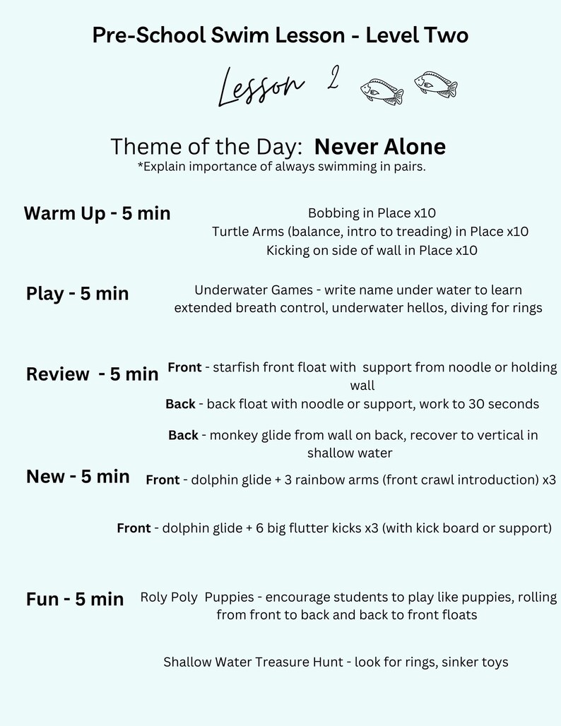 Printable Swim Lessons for Children, Learn to Swim, Swim Lesson for ...