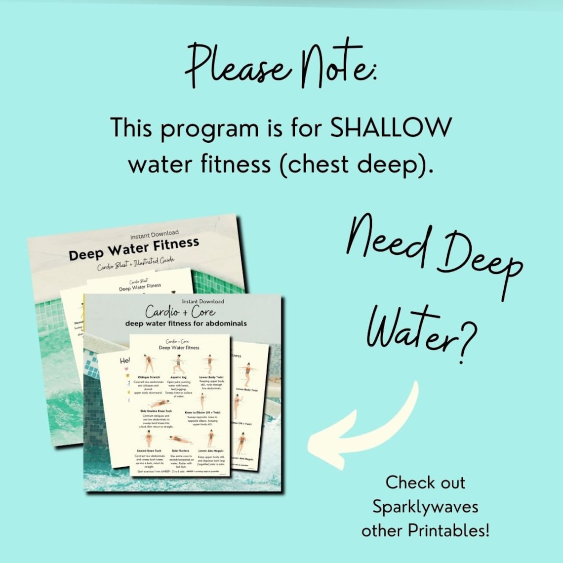 Pool Noodle Exercises for Seniors, Water Aerobics Exercise Pdfs, Water ...