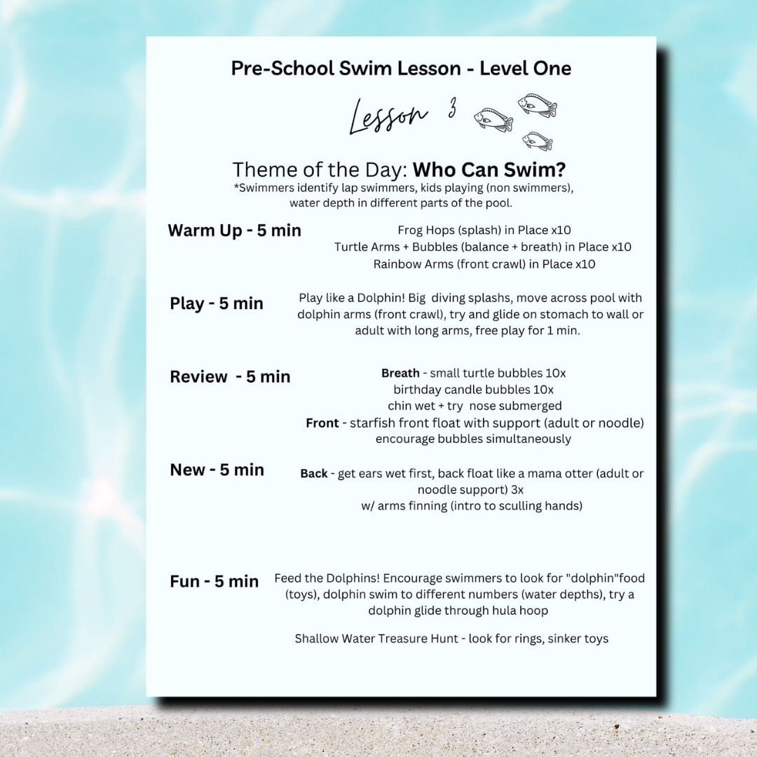 Swim Lessons for Preschoolers, Aquatics Level One, Toddler Swim Class Ideas, Swim Lesson Plans ...