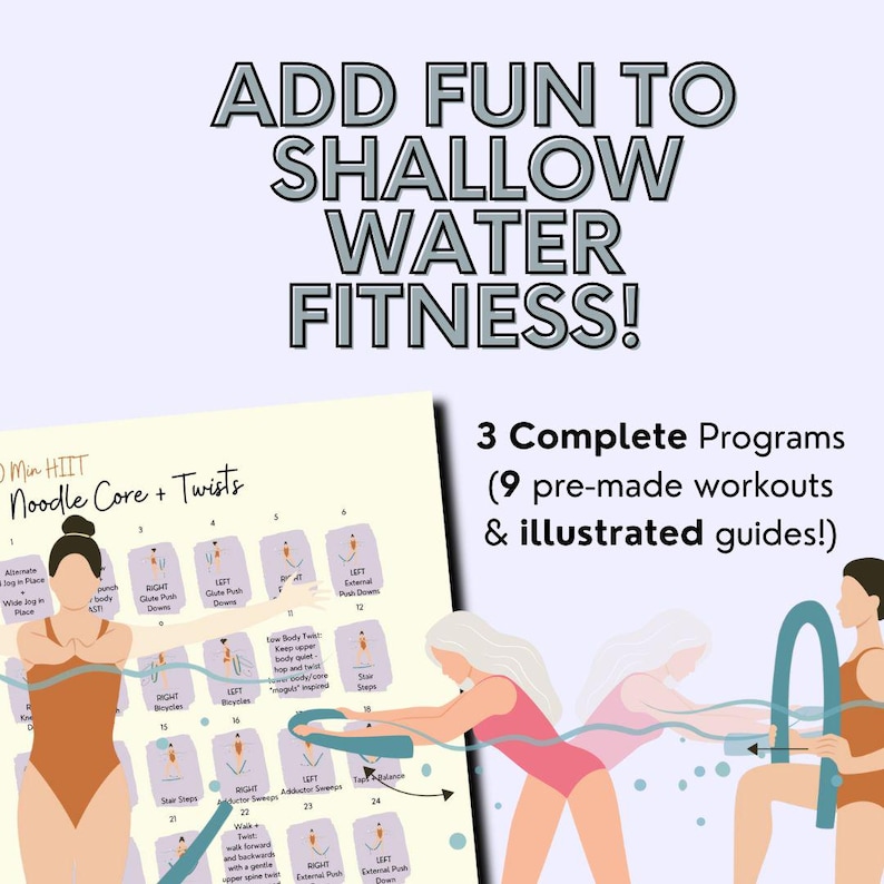 Pool Noodle Exercises for Seniors, Water Aerobics Exercise Pdfs, Belly ...