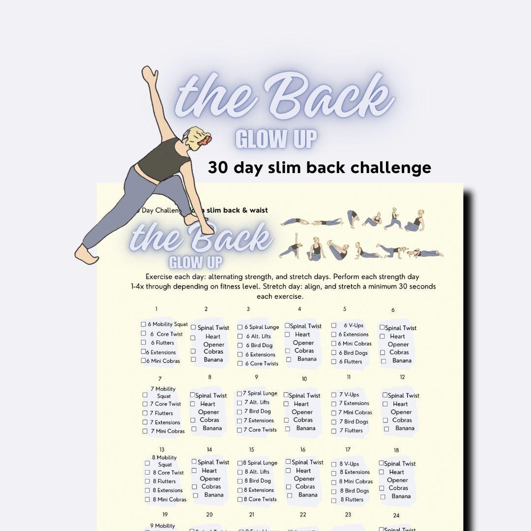 Slim Back 30 Day Challenge, Back Exercises, Slim Back Workout, Back ...