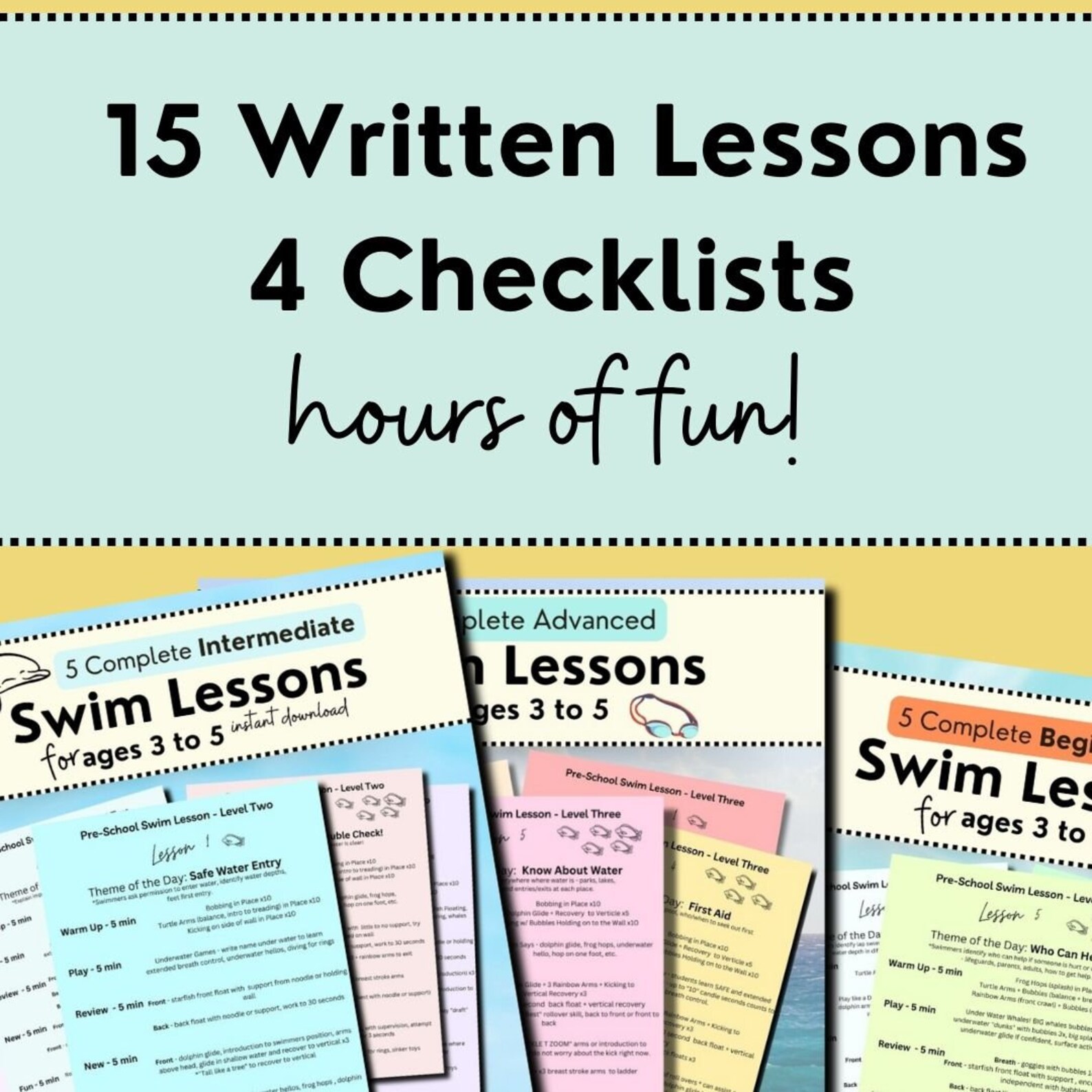 Swim Lesson Plan, Printable Swim Lessons Bundle, Digital Print, Swim ...