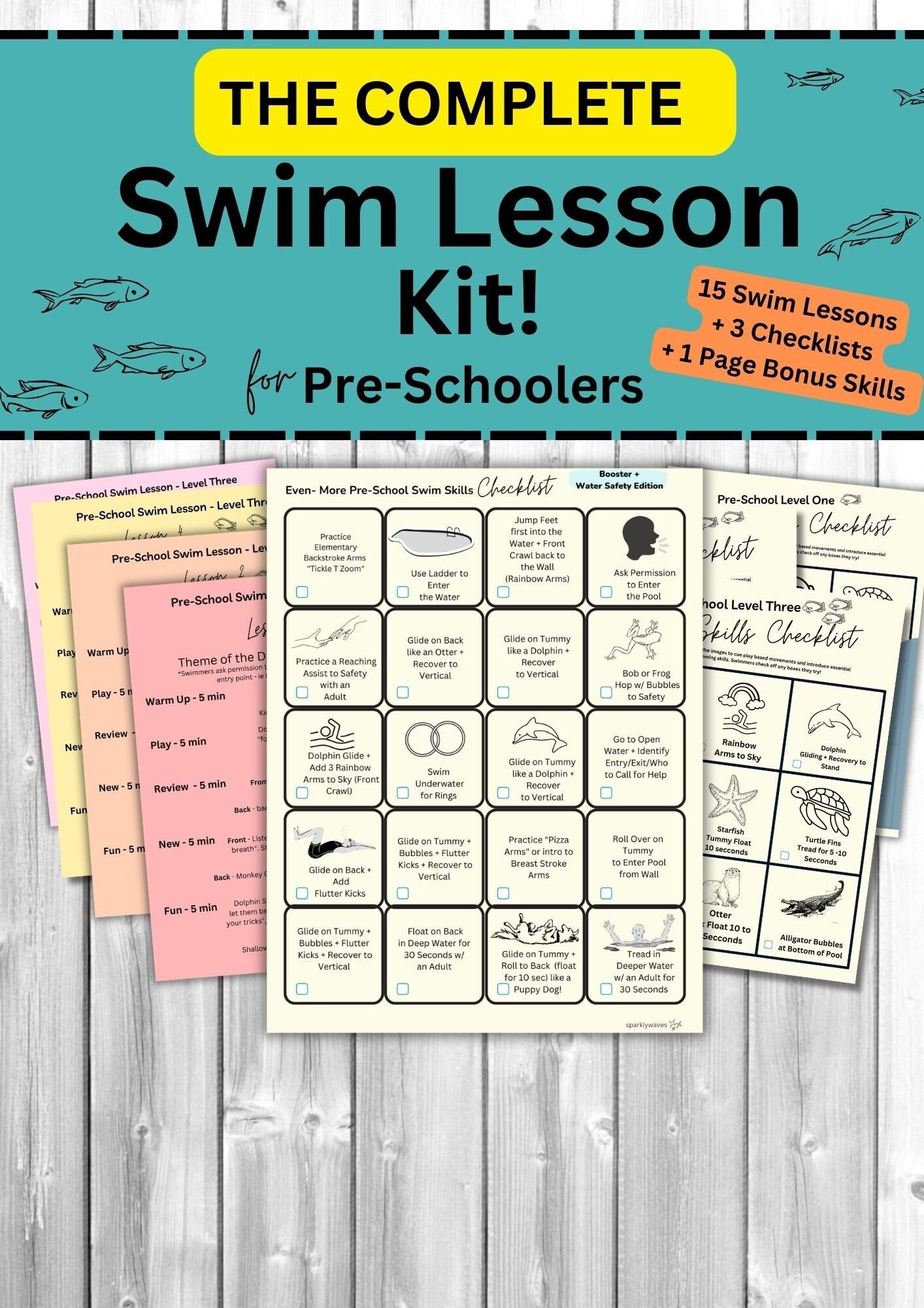 Swim Lesson Kit for Swim Instructors, Swimming Skills Checklist ...