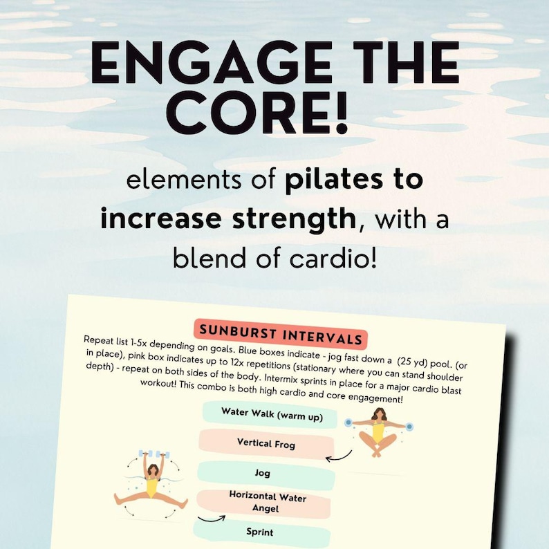 Pool Pilates Workout PDF, Water Aerobics Core Exercises, Pool Exercise ...