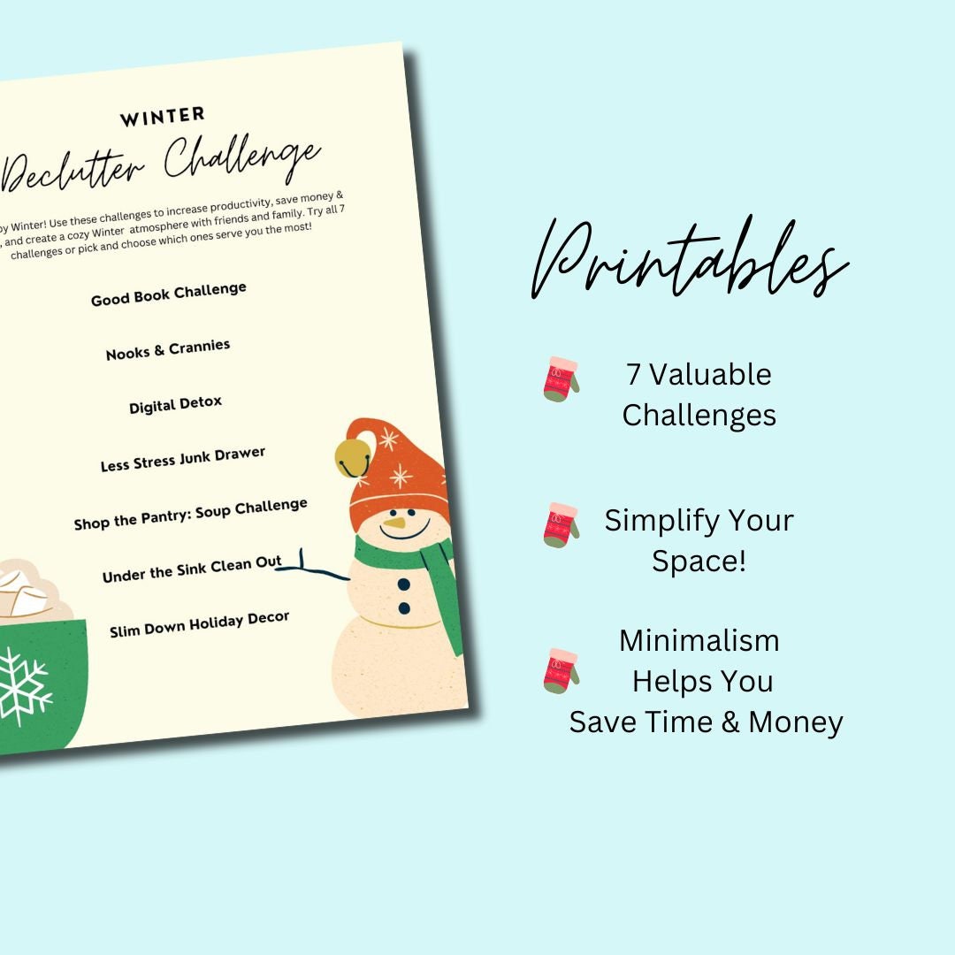 Declutter Bundle for Winter, Cleaning Checklists, Minimalism Challenge ...