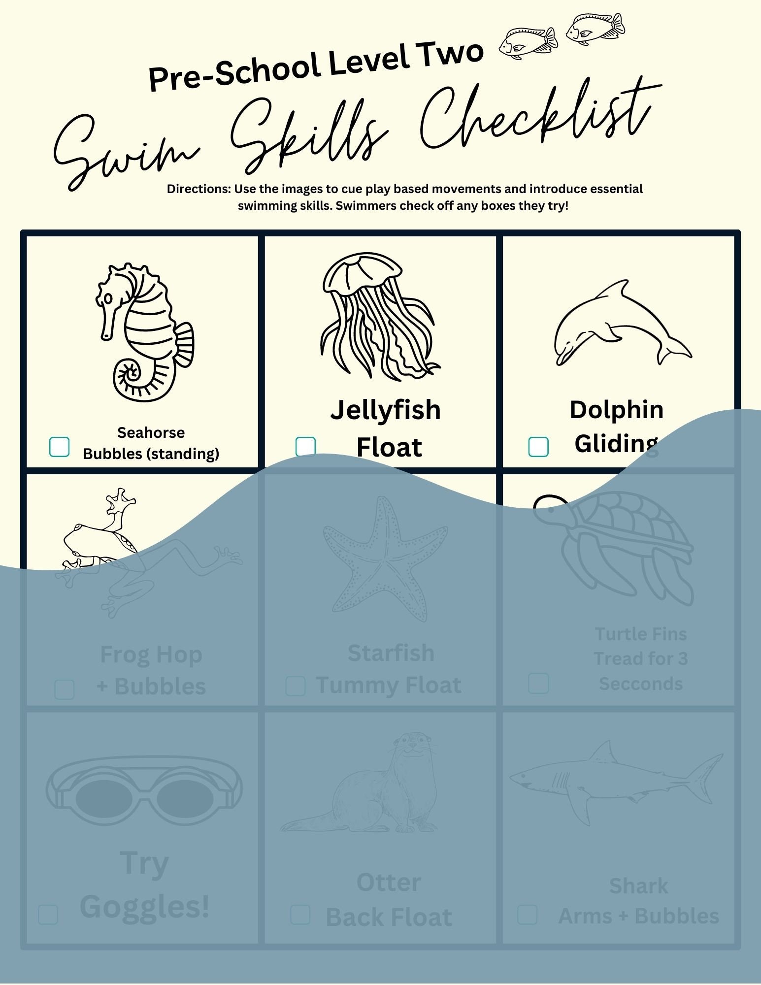 Swim Lesson Printables, Pre-school Swim Lesson Pack, Digital Prints ...