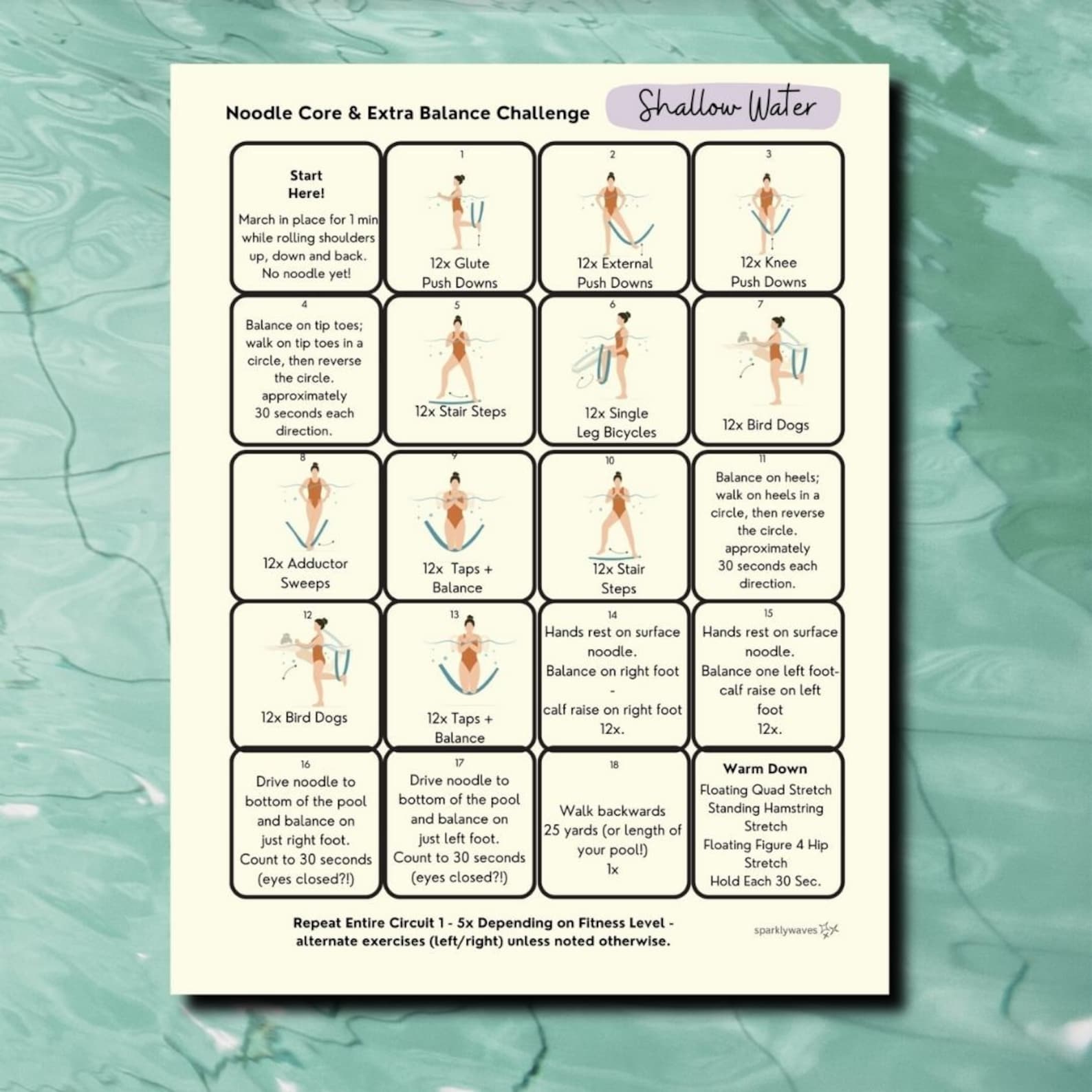 Pool Noodle Fitness for Seniors, Water Exercises for Sciatica, Water ...