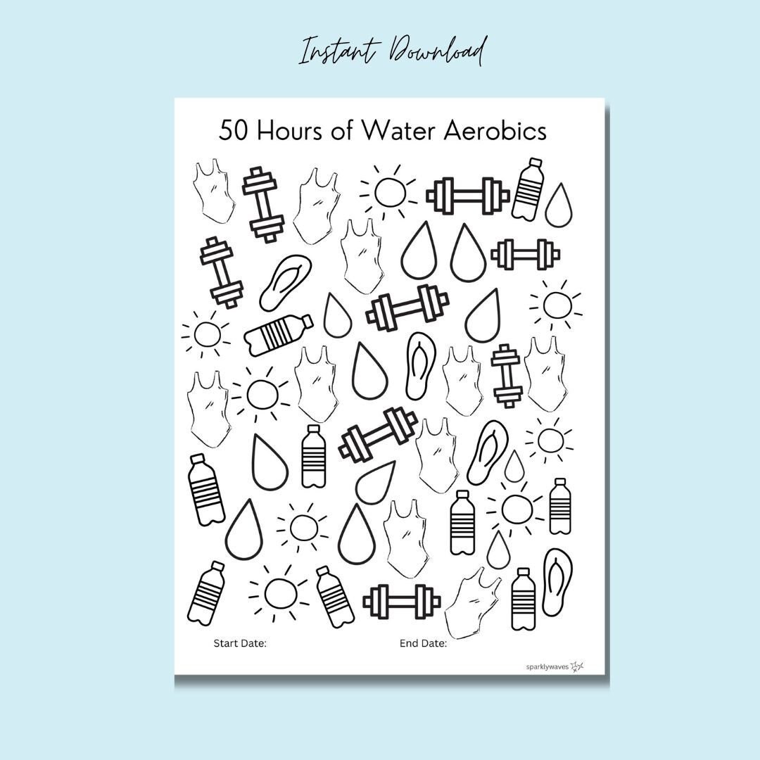 Water Aerobics Challenge Tracker, Water Exercise Printable, Workout ...