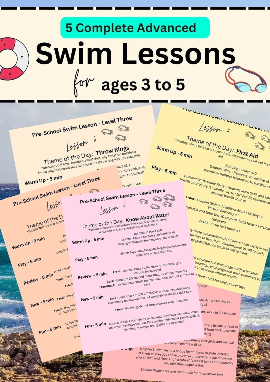 Instant Download Swim Lesson Plan for Pre-schoolers, Swimming Lessons ...