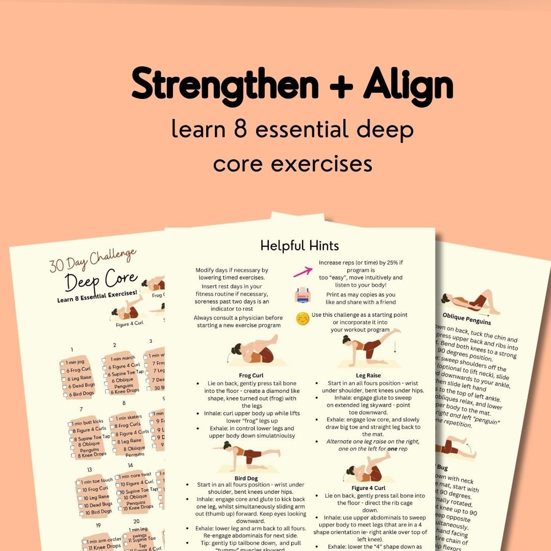 30 Day Challenge Core Workout, Deep Core Exercises, Abdominals, Pelvic ...