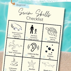 Swim Lesson Tracker, Summer Activity Worksheets for Kids, Swim Lesson ...