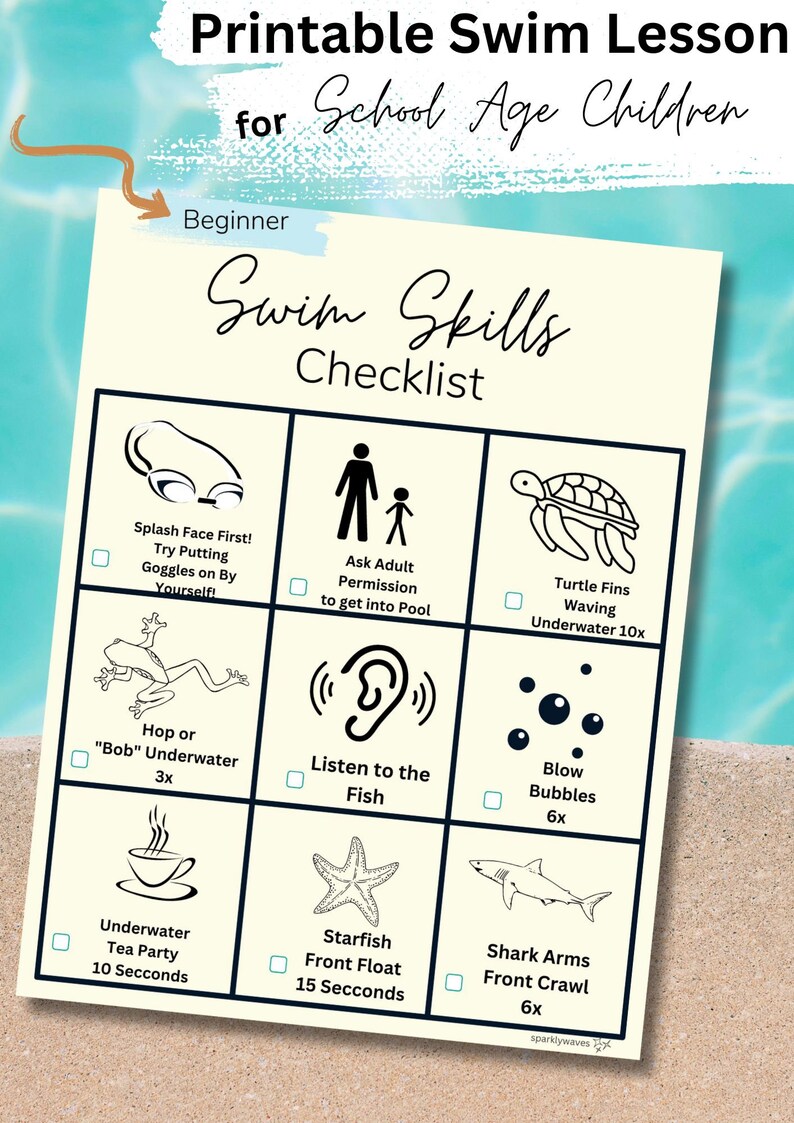 Swim Lesson Tracker, Summer Activity Worksheets for Kids, Swim Lesson ...