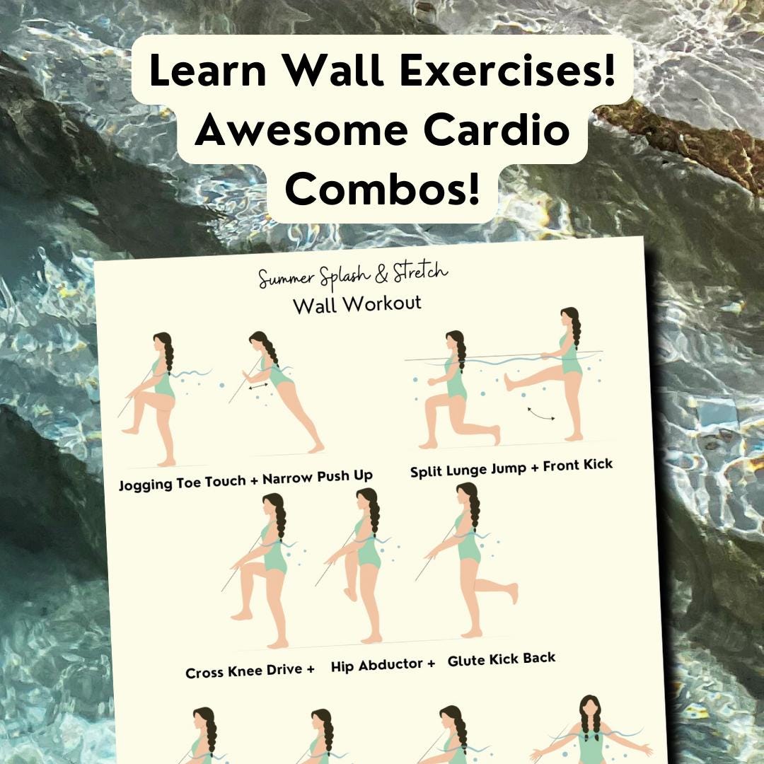 Pool Wall Exercises, Water Aerobics for Beginner, Water Fitness No ...