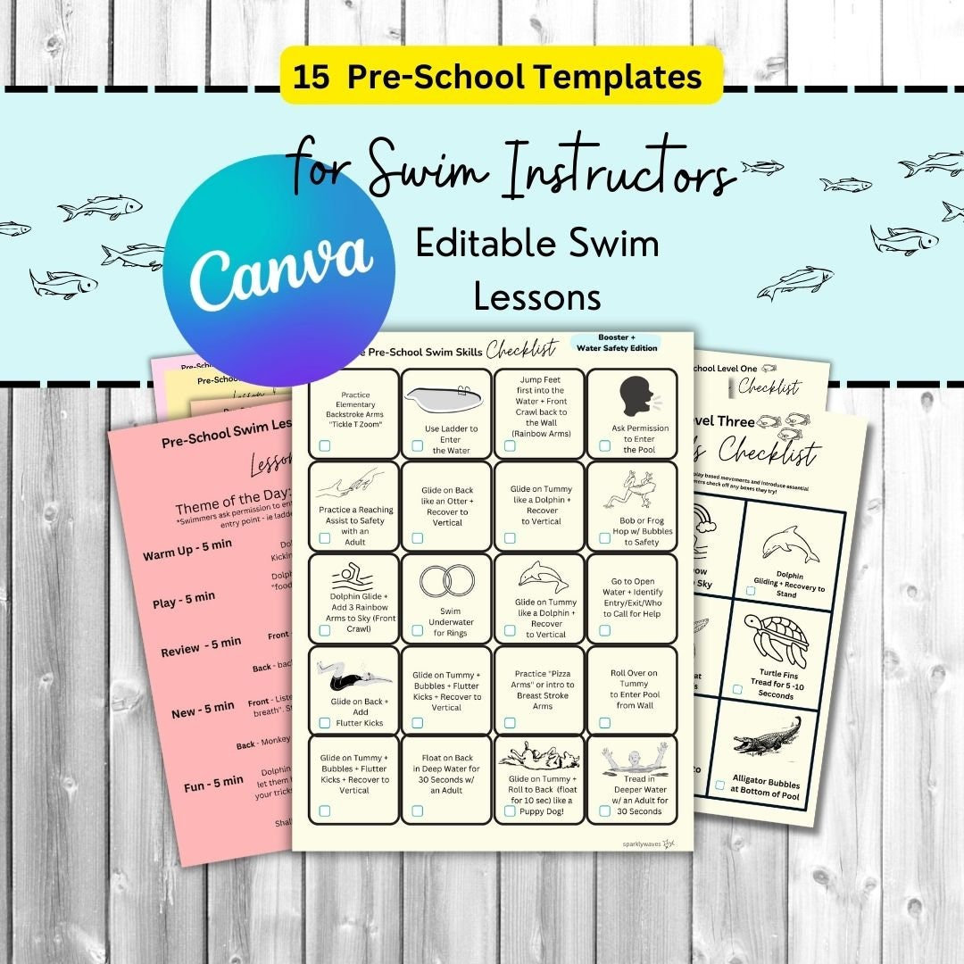 Swim Lesson Kit for Swim Instructors, Swimming Skills Checklist ...