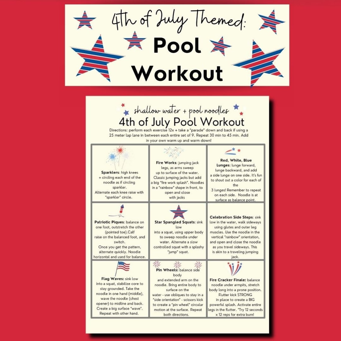 4th of July Pool Workout, Water Aerobics Ideas for Instructors, Aqua ...