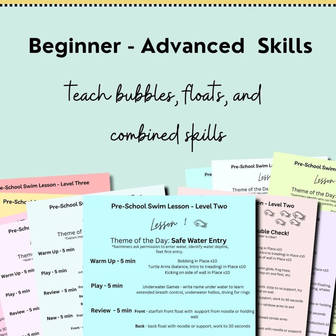 Swim Lesson Plan, Printable Swim Lessons Bundle, Digital Print, Swim ...