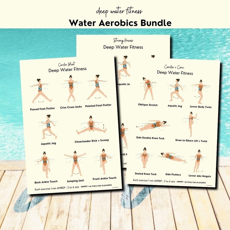 Water Aerobics Fitness Bundle, Pool Exercises for Seniors, Fitness ...