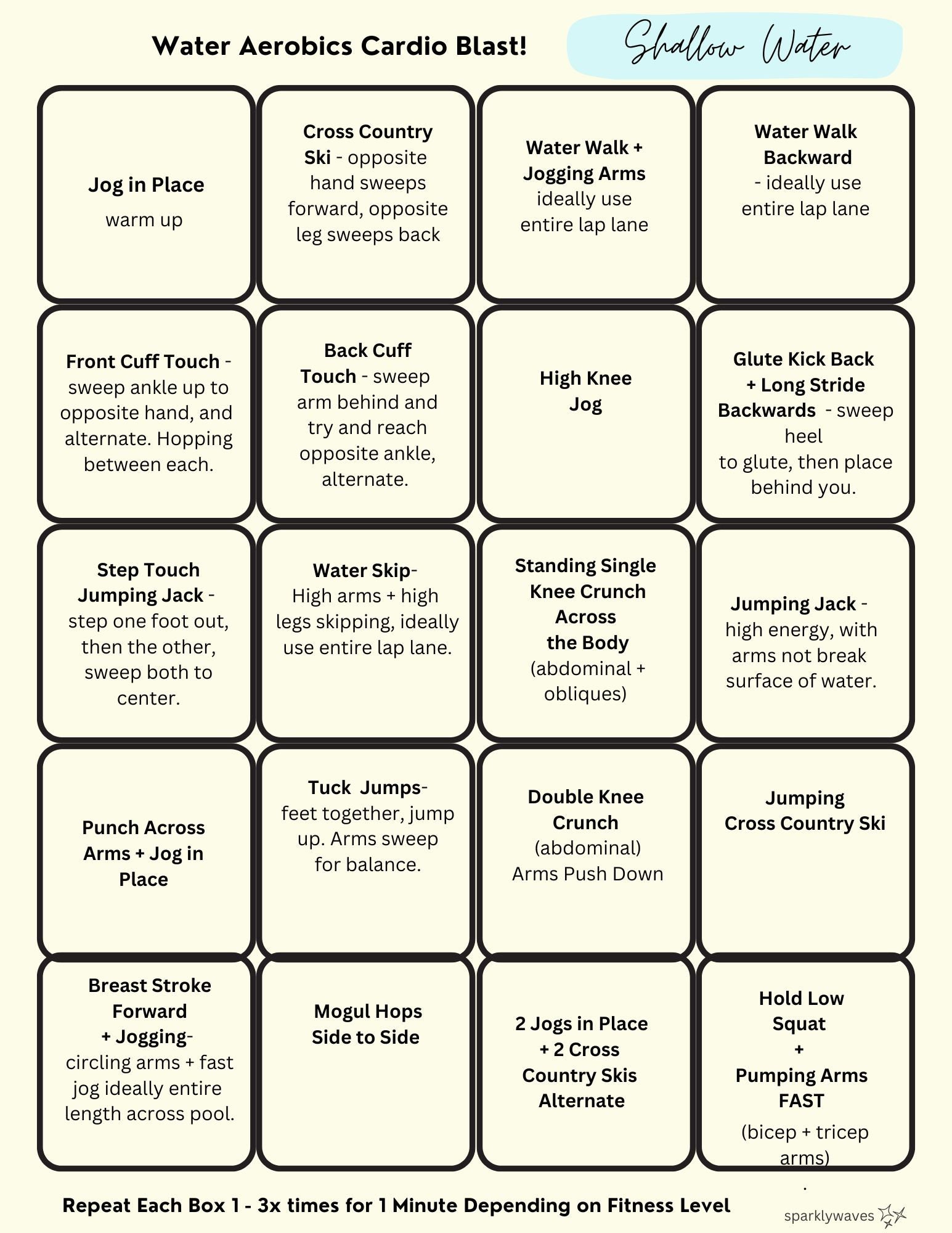 Printable Water Aerobics, Cardio Workouts, Fitness Pdfs, Bodyweight ...