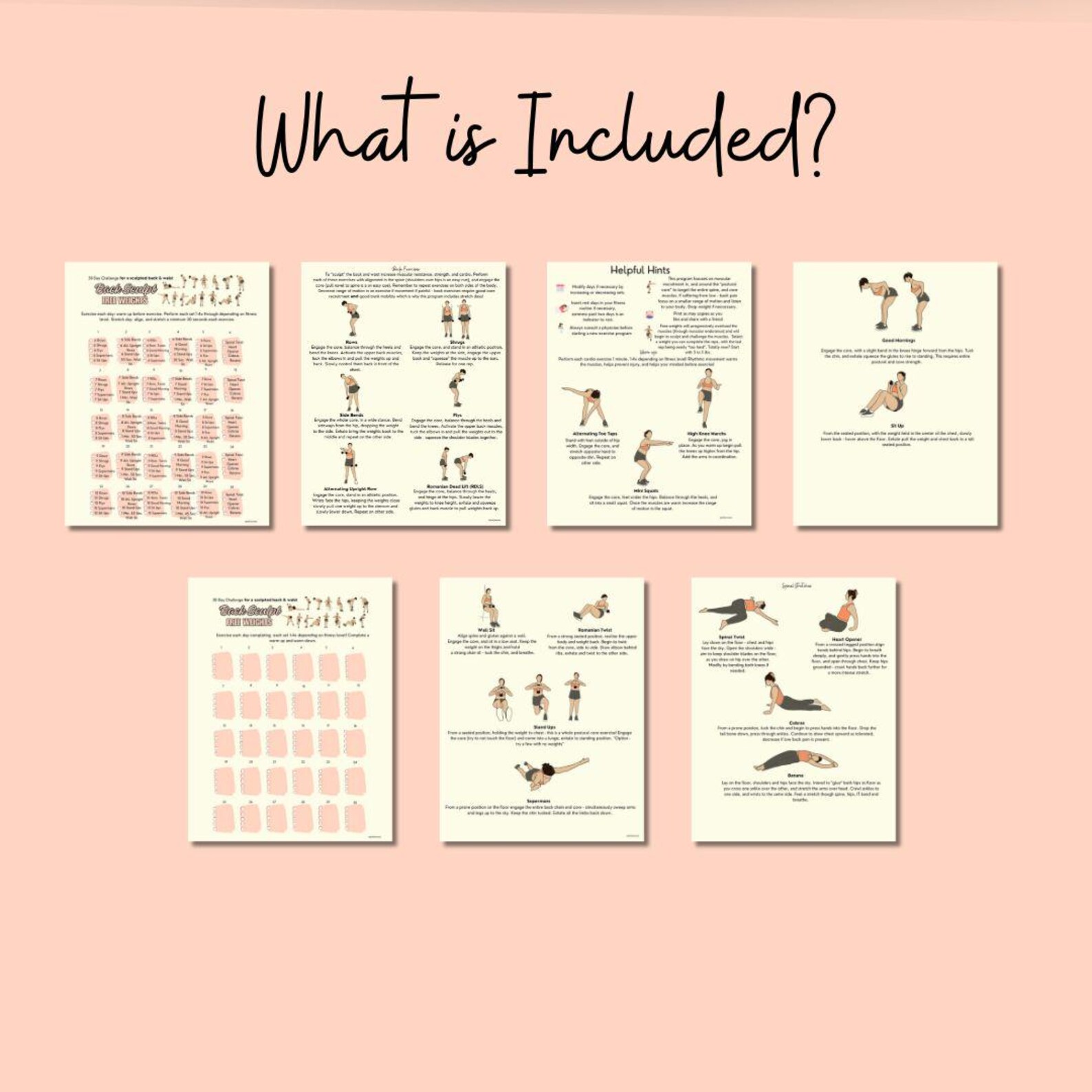 30 Day Challenge Slim Back Exercises, Barbell Exercises for Back, Free ...