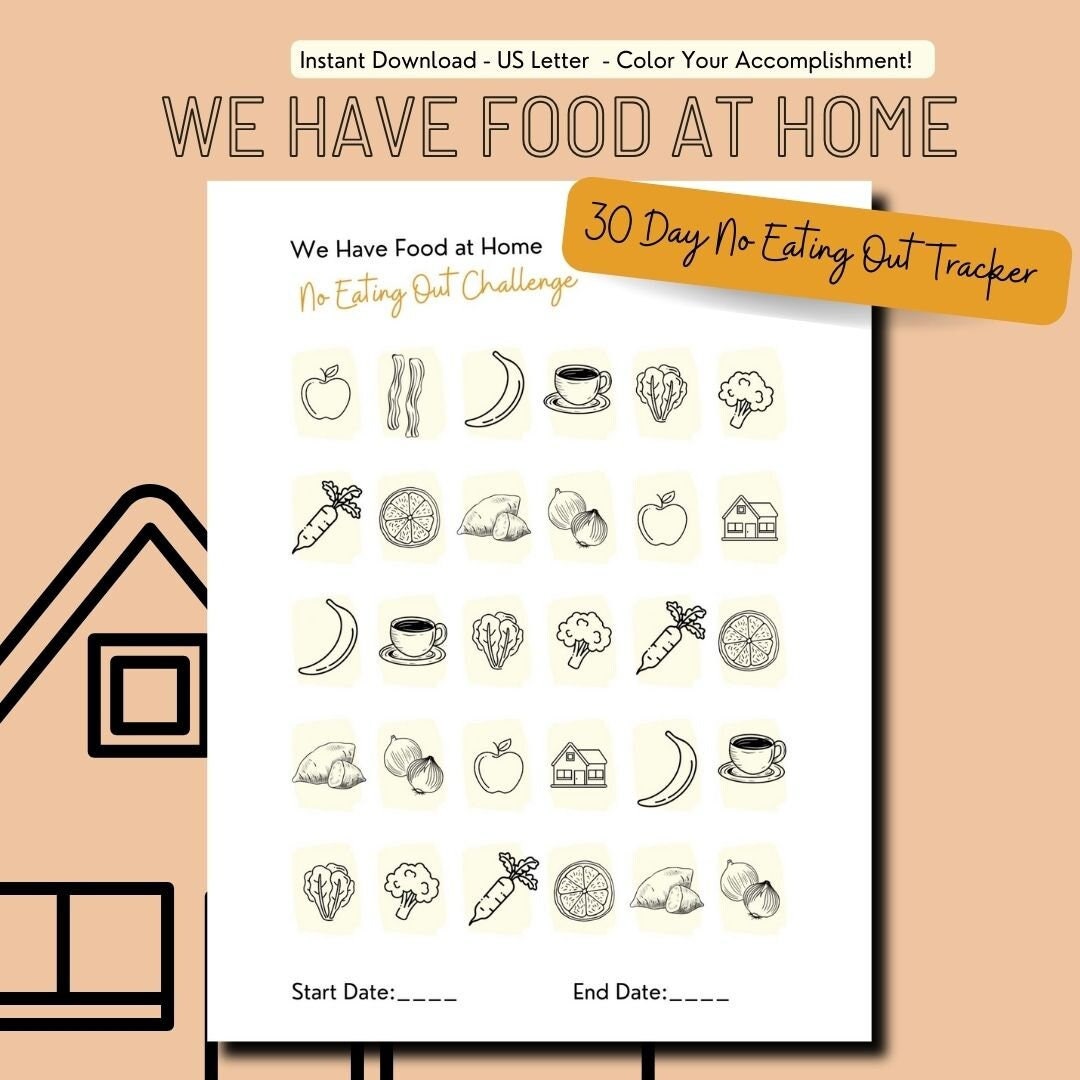 No Eating Out Challenge, Habit Tracker, Savings Challenge, Healthy ...