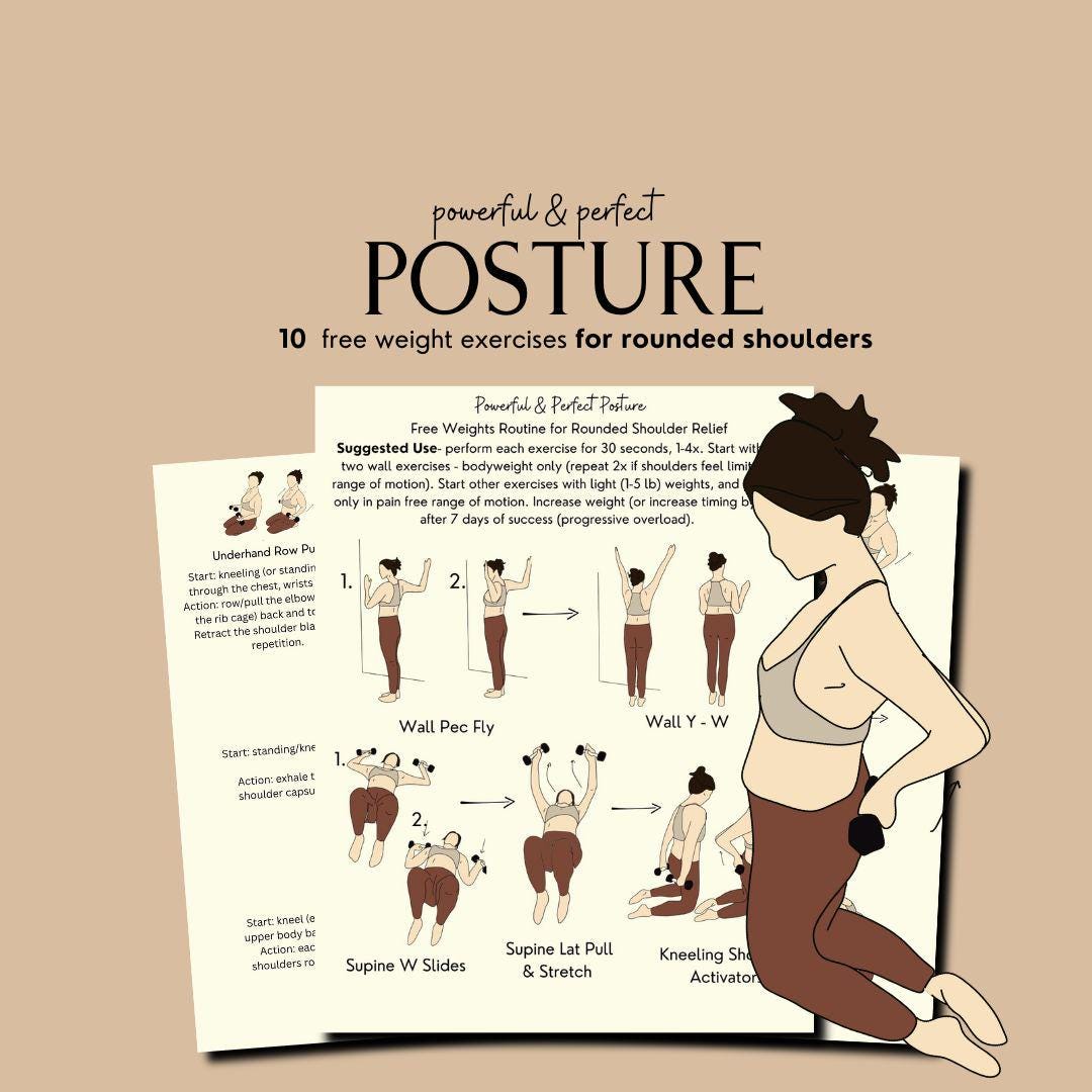 Tech Neck Exercise PDF, Dumbbell Exercises for Rounded Shoulders ...
