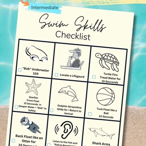 Swim Lesson Tracker, Summer Activity Worksheets for Kids, Swim Lesson ...