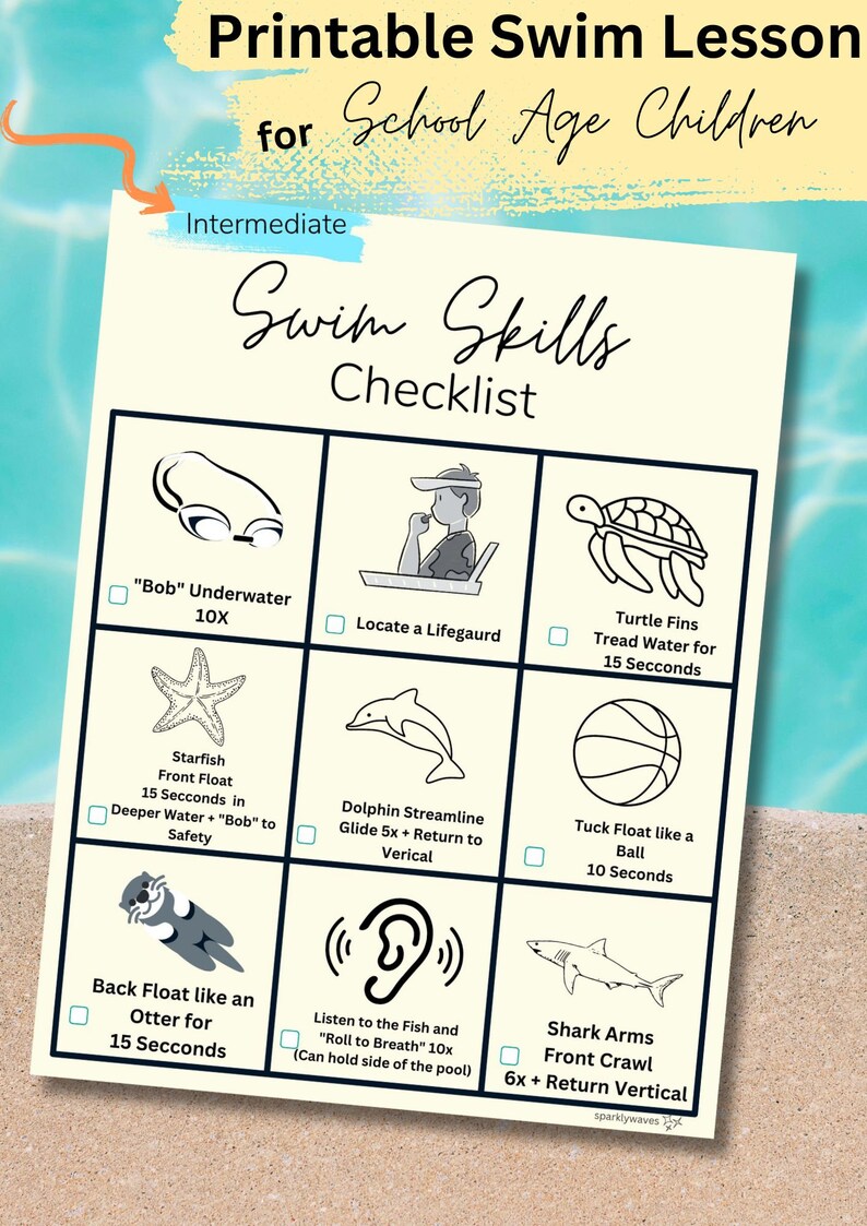 Swim Lesson Tracker, Summer Activity Worksheets for Kids, Swim Lesson ...