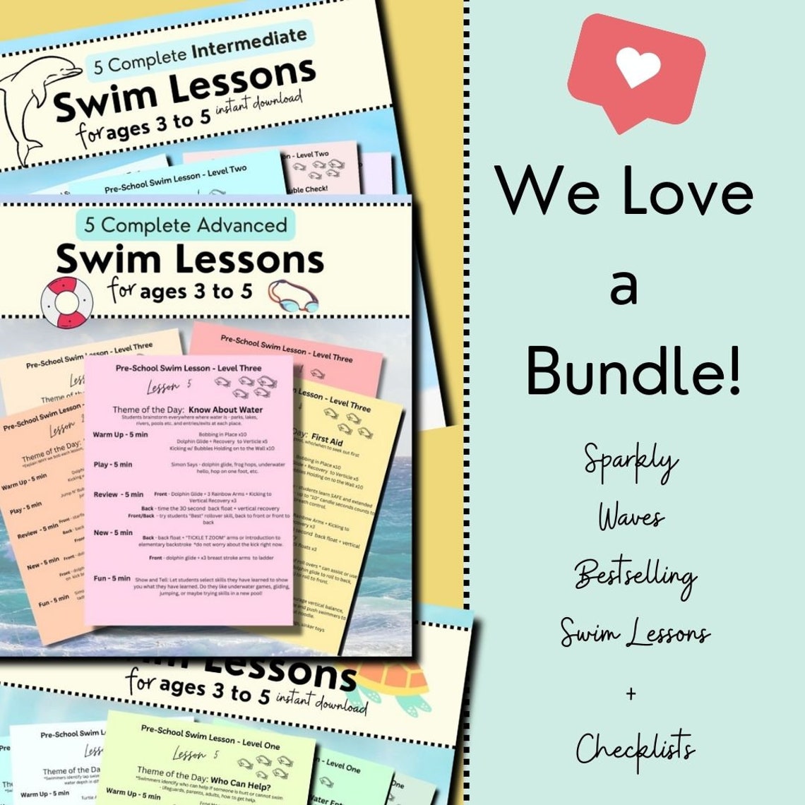 Swim Lesson Plan, Printable Swim Lessons Bundle, Digital Print, Swim ...