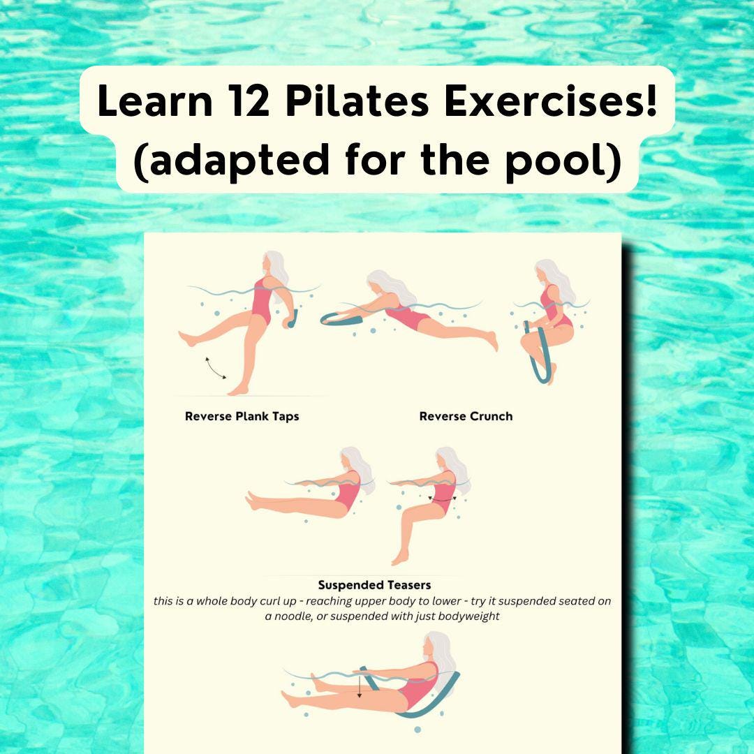 Pool Noodle Pilates PDF, Aquatic Pilates, Water Aerobics, Senior Water ...