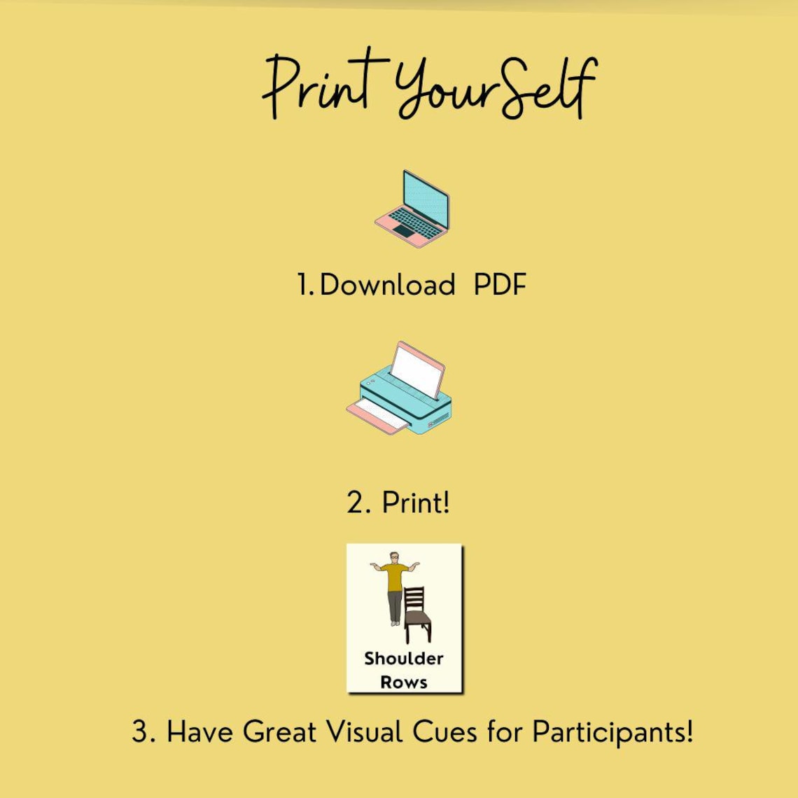Chair Exercise Visuals for Senior, Exercise Cue Cards for Fitness ...