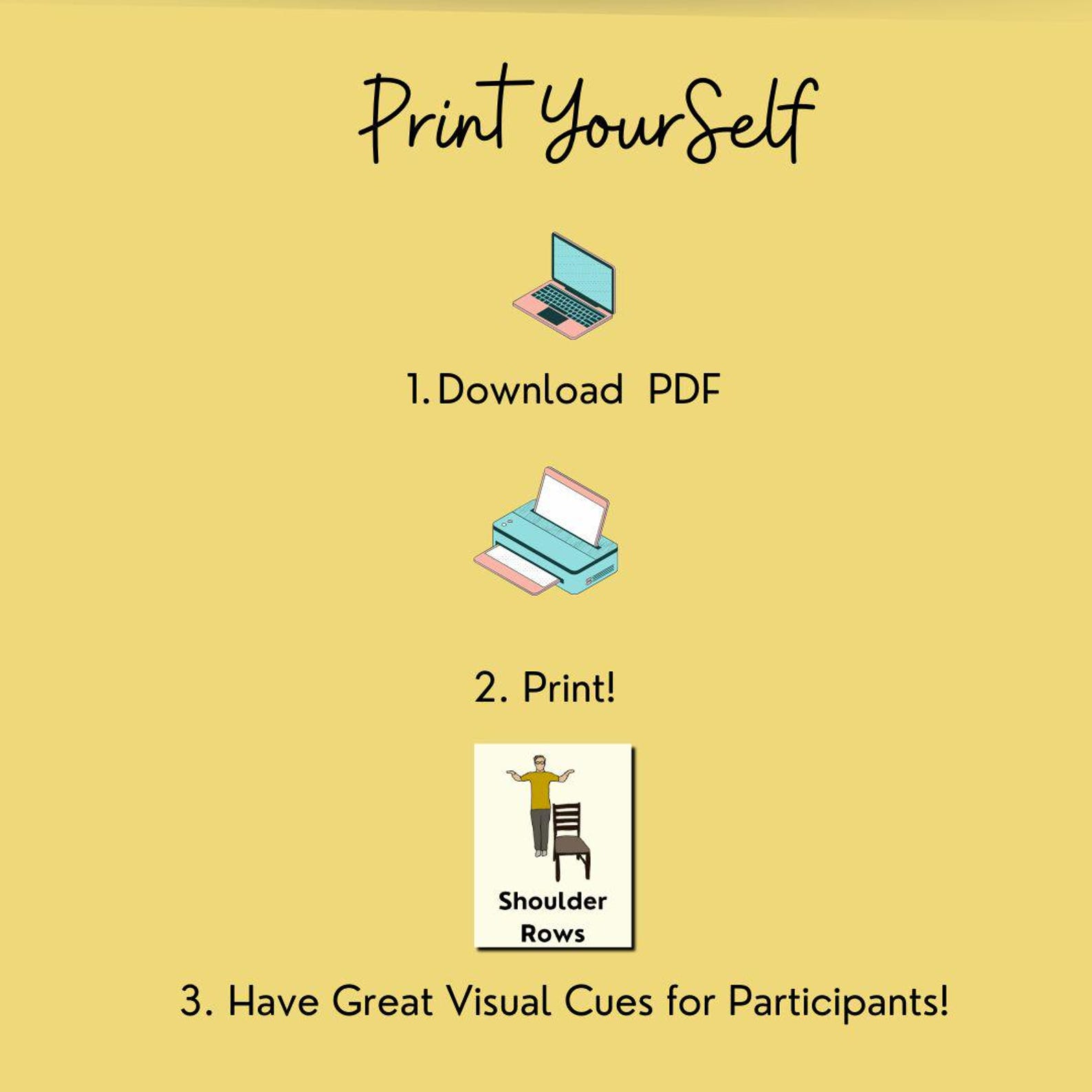 Chair Exercise Visuals for Senior, Exercise Cue Cards for Fitness ...