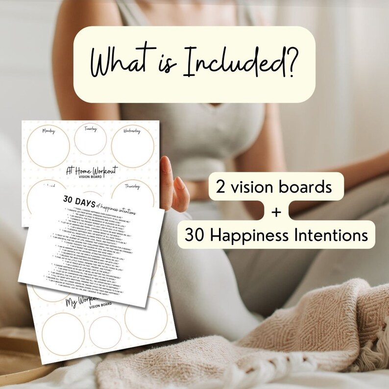 Fitness Vision Board, Manifest Happiness Printable, Wellness Vision ...