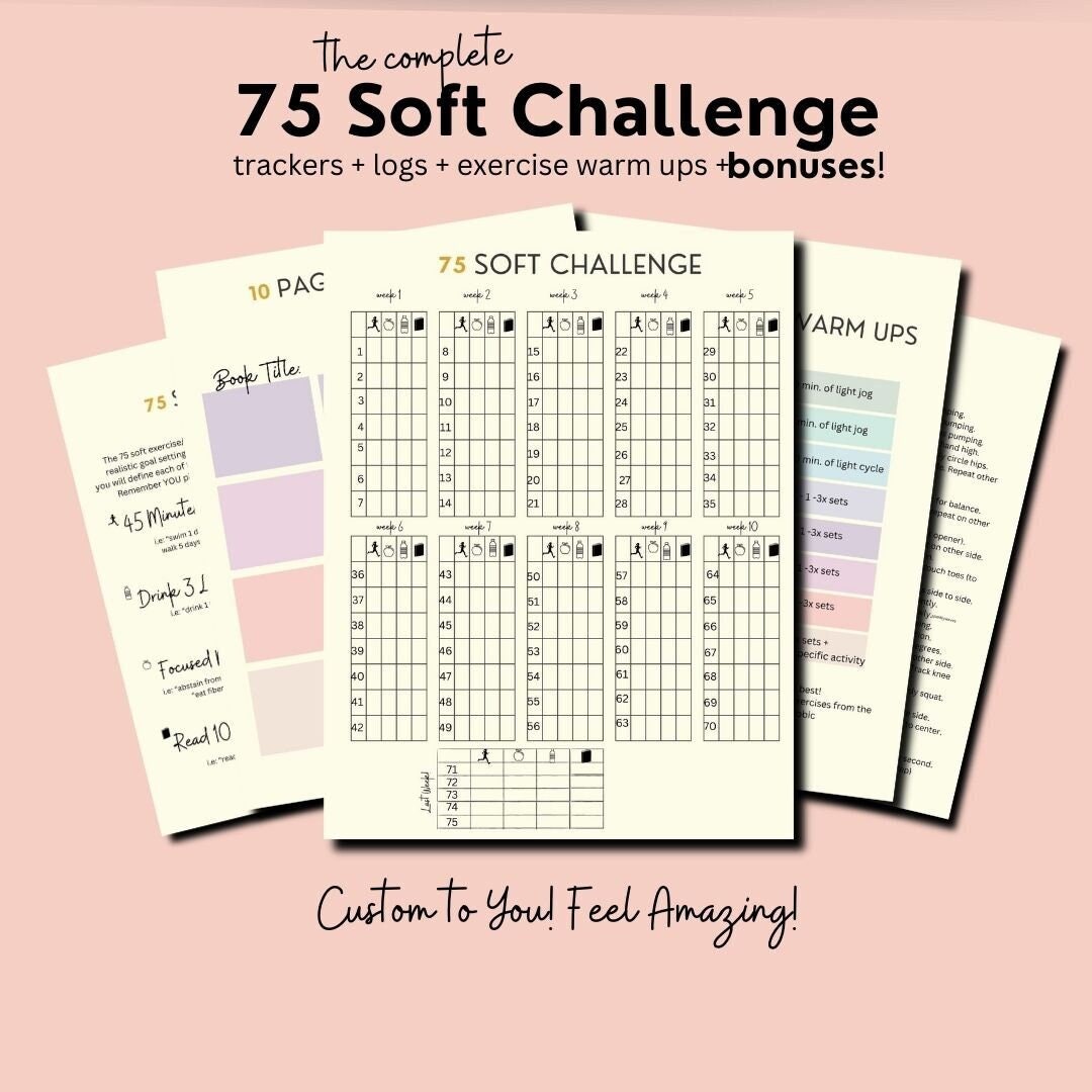 75 Soft Challenge Tracker, EDITABLE Daily 75 Soft Challenge Journal ...