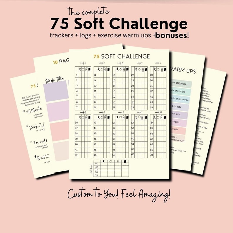 75 Soft Challenge Tracker, EDITABLE Daily 75 Soft Challenge Journal ...