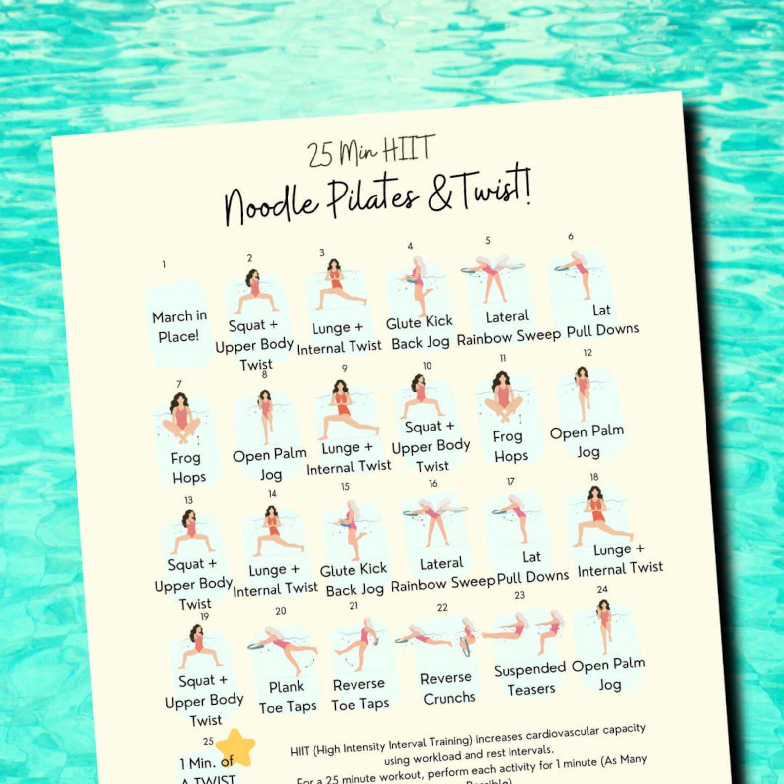 Pool Noodle Pilates PDF, Aquatic Pilates, Water Aerobics, Senior Water ...