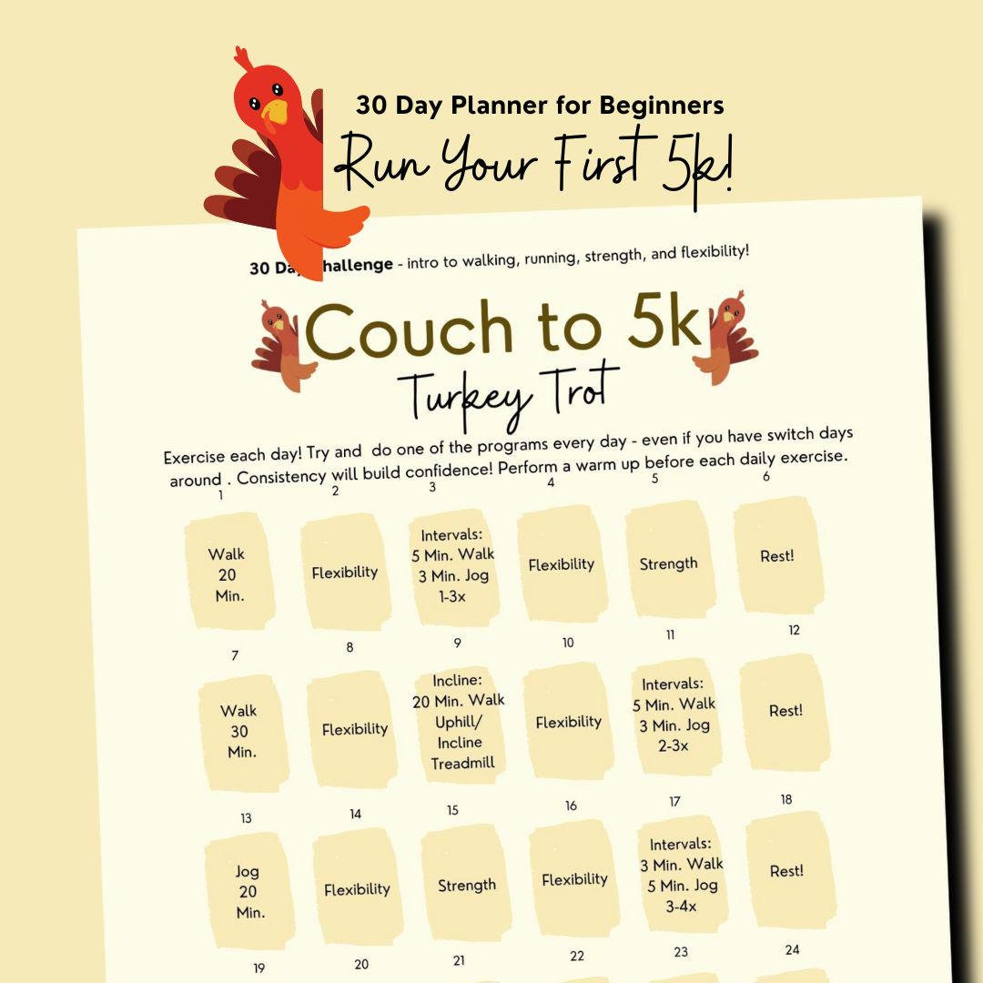 5k Plan for Beginners, Couch to 5k, Running Exercise Planner, Walk to ...