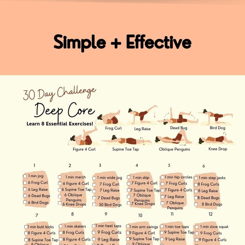 30 Day Challenge Core Workout, Deep Core Exercises, Abdominals, Pelvic ...