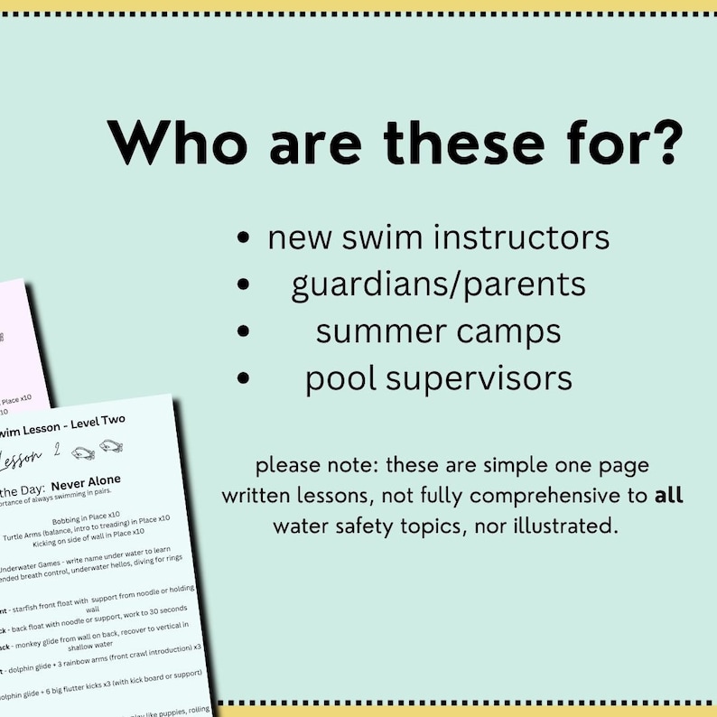 Swim Lesson Plan, Printable Swim Lessons Bundle, Digital Print, Swim ...
