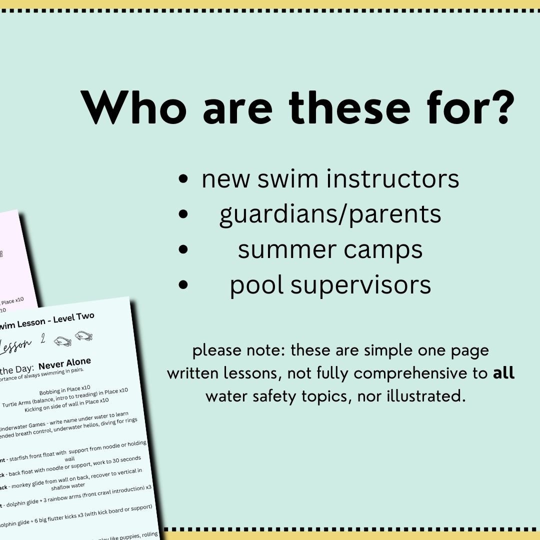 Swim Lesson Plan, Printable Swim Lessons Bundle, Digital Print, Swim ...