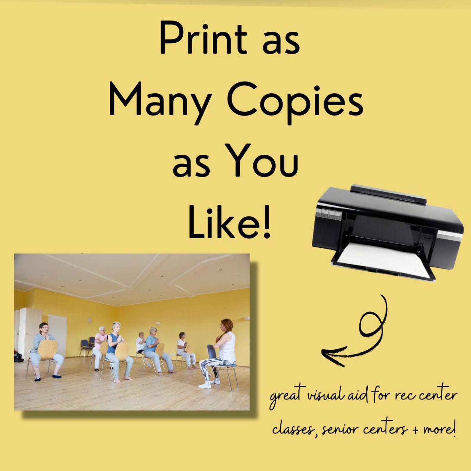 Chair Exercise Visuals for Senior, Exercise Cue Cards for Fitness ...