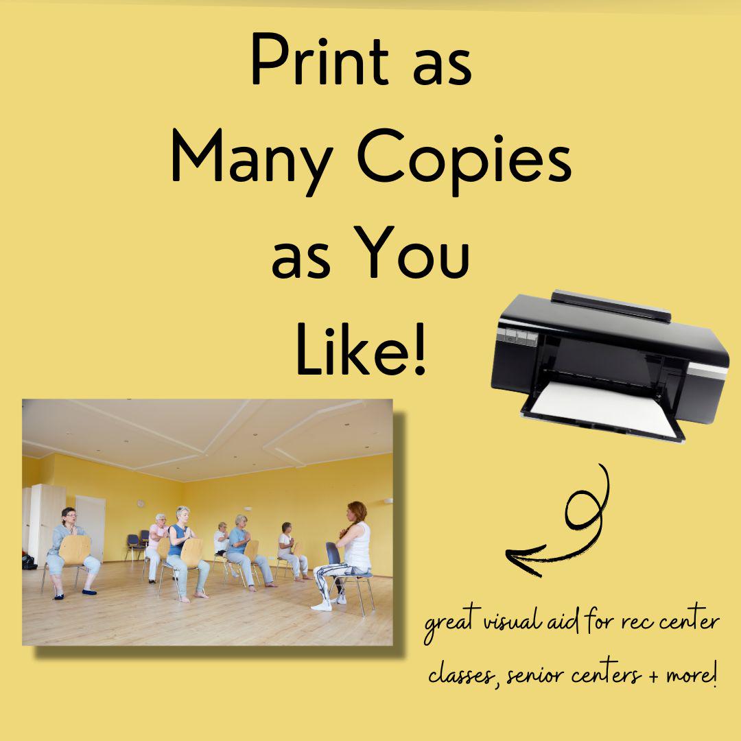 Chair Exercise Visuals for Senior, Exercise Cue Cards for Fitness ...