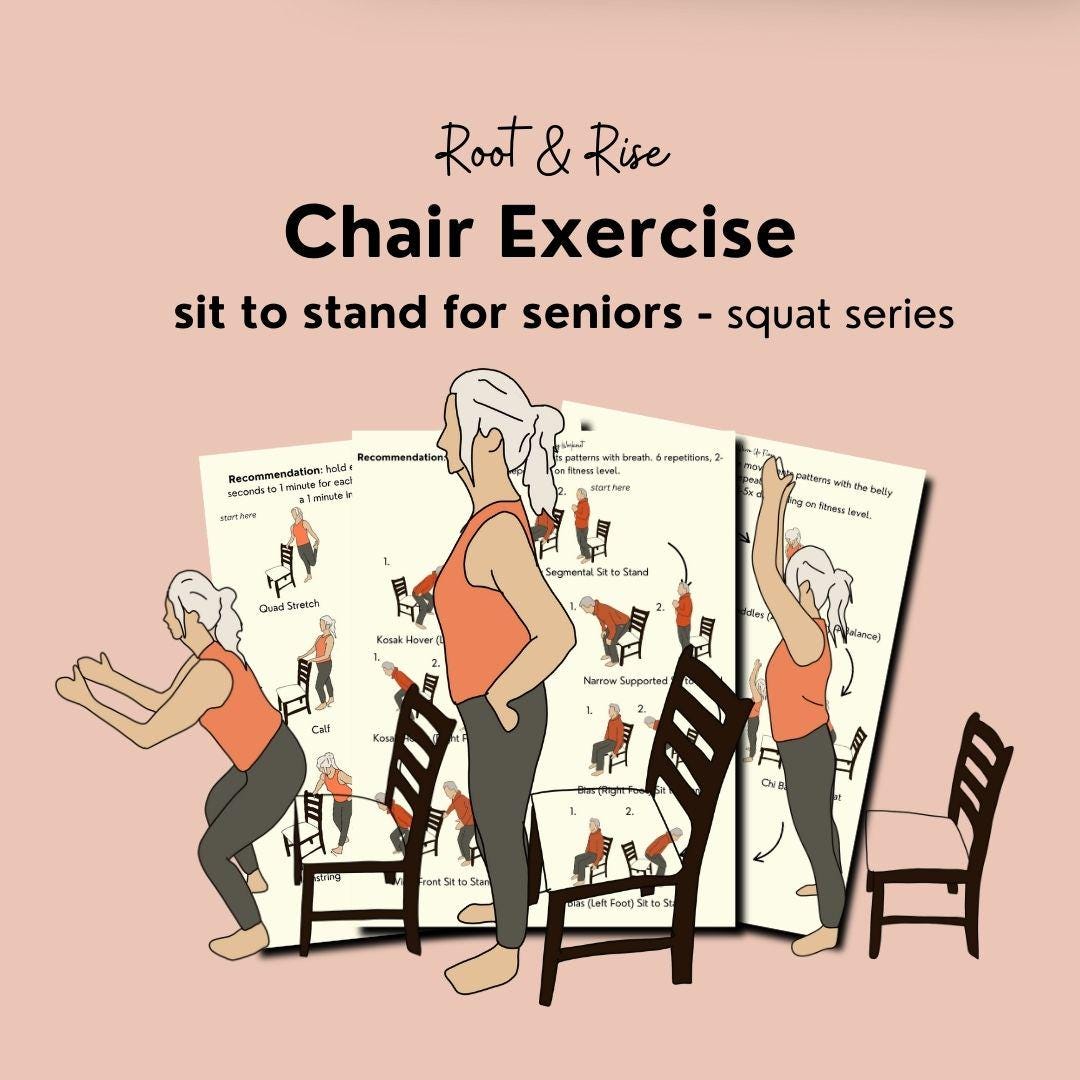 Sit to Stand Exercise PDF for Seniors, Chair Exercise, Chair Yoga ...