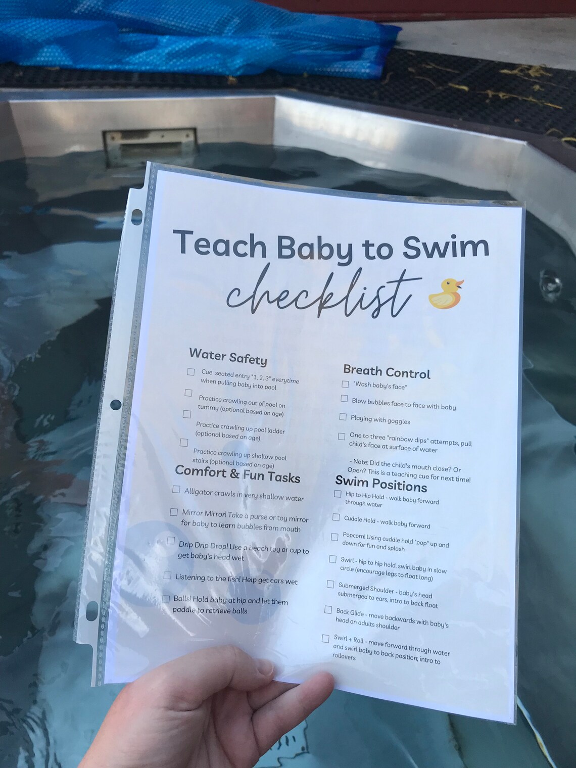 Baby Swim Lesson Checklists, Swimming Lessons for Infants, Printable ...