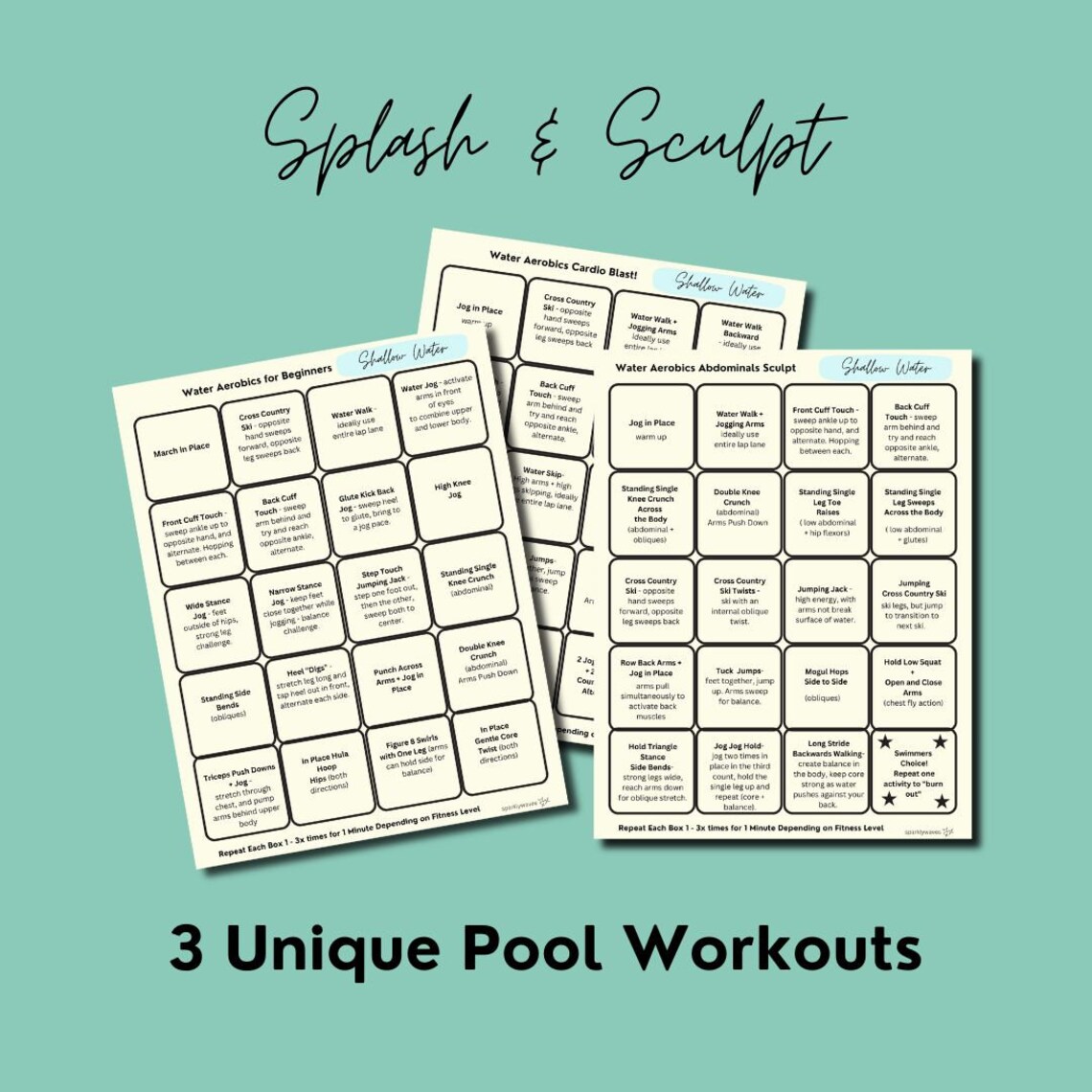 Water Aerobics Fitness Bundle, Bodyweight Exercise, Pool Workouts ...