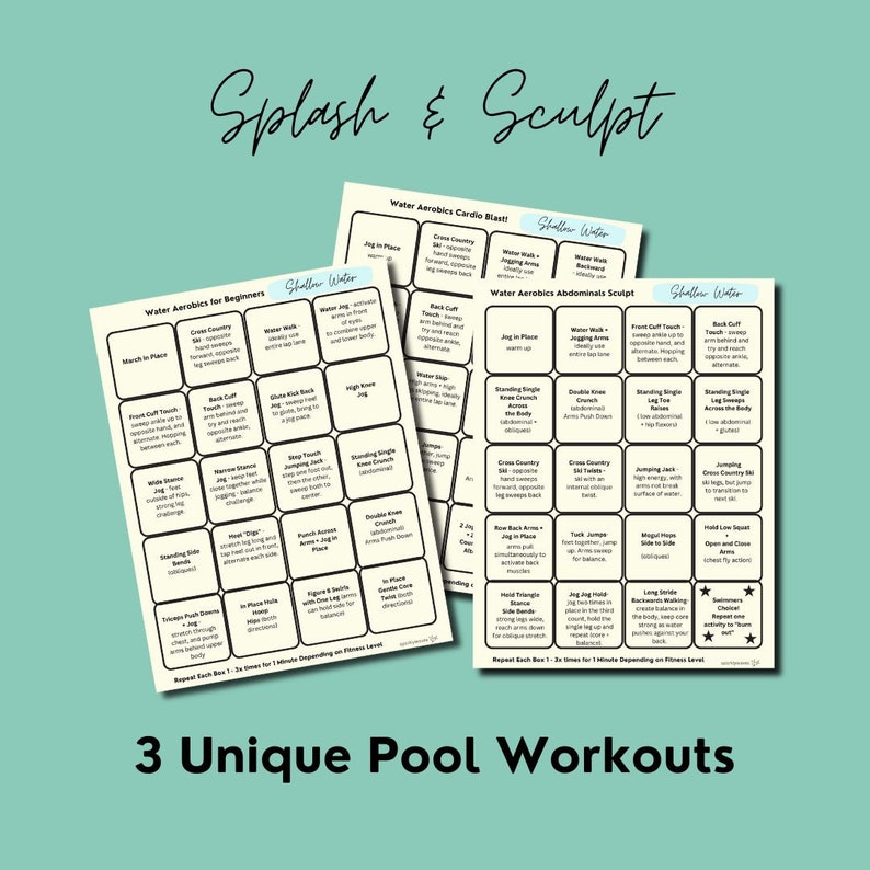 Water Aerobics Fitness Bundle, Bodyweight Exercise, Pool Workouts ...
